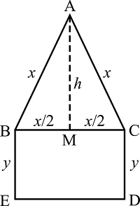 A mirror is made in the shape of a rectangle with an equilateral ...