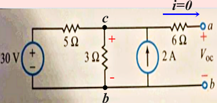 Determine the open-circuit voltage V_{O C} across terminals (a,b) in ...