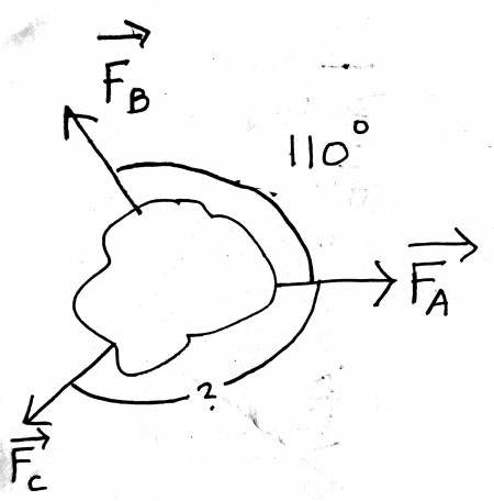 Three forces are applied to a tree sapling, as shown in the figure ...