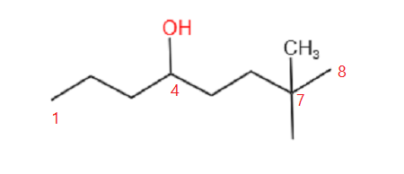 Give the structure of 7,7-dimethyloctan-4-ol. | Homework.Study.com