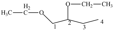 Write the structural formula of 1,2-diethoxybutane. | Homework.Study.com