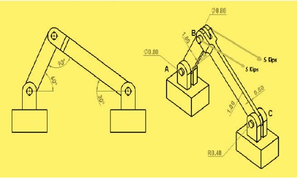 Show all calculations : Two horizontal 10-Kip forces are applied to pin ...
