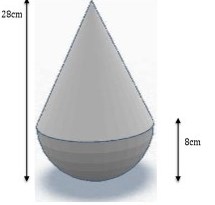The container shown in the image is made from a hemisphere and a cone ...