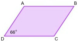 ABCD is a parallelogram. If m \angle CDA = 66^\circ, then m \angle BCD ...