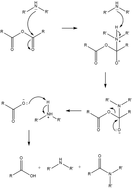 Draw the products formed when pentanoic anhydride ((CH_3CH_2CH_2CH_2CO ...