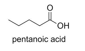 Draw the compound using double bond and triple bond: Pentanoic acid ...