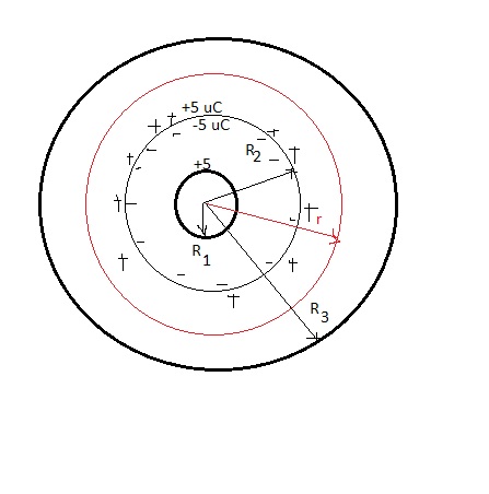 A conducting solid sphere sits in the middle of a conducting. The inner ...