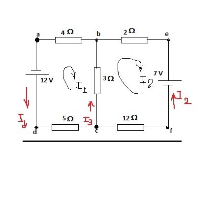 Find the three currents in the circuit below. Make sure to indicate the ...