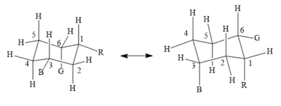 Identify each of the colored positions-red, blue, and green-as axial or ...