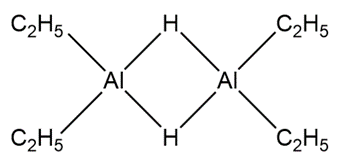 Aluminum forms a dimeric compound Al_2H_2(Et)_4, where Et = C_2H_5 (an ...