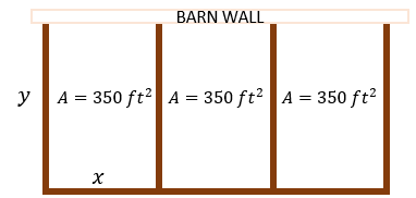 A farmer wishes to fence off three identical adjoining rectangular pens ...