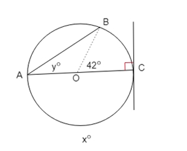 Find the values of x and y. The given angle is 42 degrees. | Homework ...