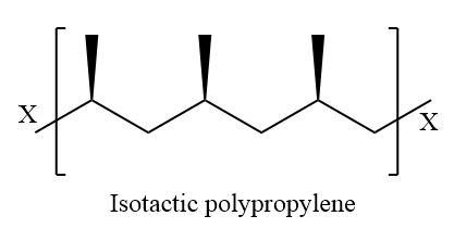Draw a six-carbon-chain portion from isotactic polypropylene, in which ...