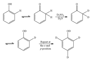 If phenol is allowed to sit in D_2O that contains a small amount of D ...