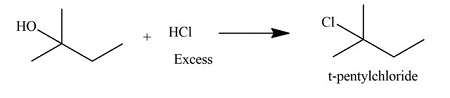 What was the purpose of washing crude t-pentyl chloride with aqueous ...
