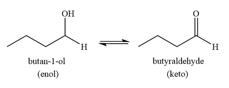 For the following reaction, give the corresponding keto/enol tautomer ...