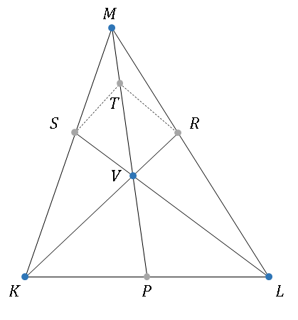 In the figure below, triangle \triangle KVL is an isosceles triangle ...