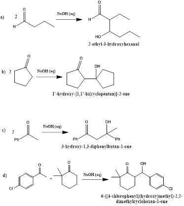 Give the structures of the aldol products that form when each of the ...