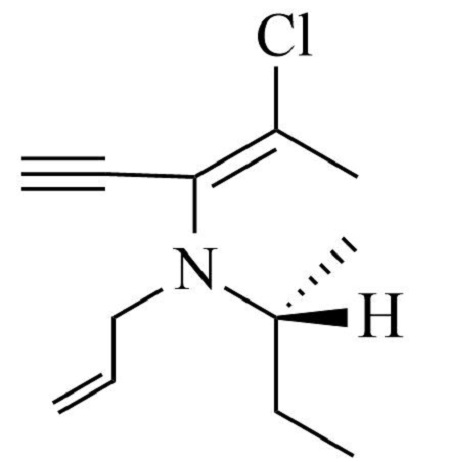 Draw the structure for (R,E)-N-allyl-N-sec-butyl-4-chloropent-3-en-1-yn ...