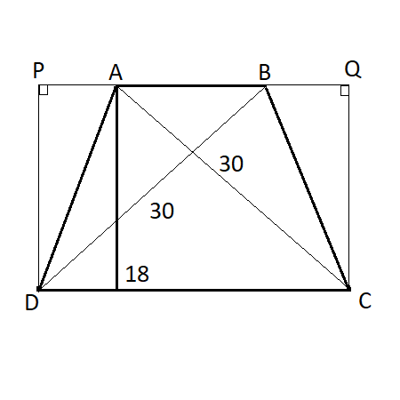 Find the area of a trapezoid whose diagonals are each 30 and whose ...