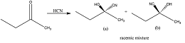 Reaction of 2-butanone with HCN yields a chiral product. What ...