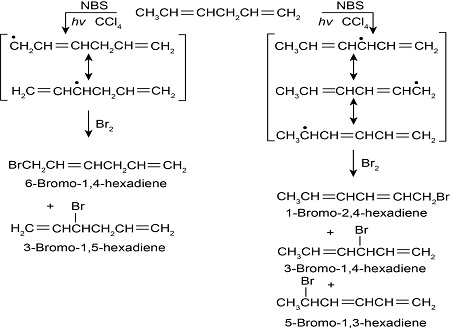 What products would you expect from the reaction of 1,4-hexadiene with ...
