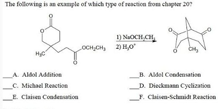 The following is an example of which type of reaction from chapter 20 ...