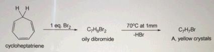 Treatment of cycloheptatriene with one equivalent of bromine gave an ...