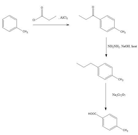 Draw the major organic product expected. Reactants: AlCl_3, H_2NHH_2 ...