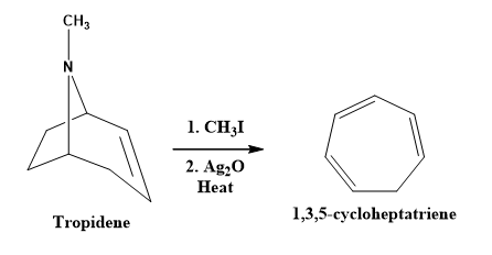 Tropidene can be converted by a series of steps into tropilidene (1,3,5 ...