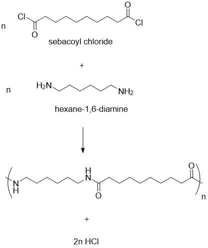 What is the equation for the reaction between sebacoyl chloride and ...
