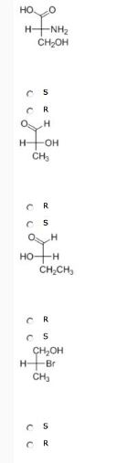 Identify the configuration of the chirality centers shown below ...