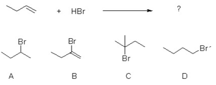 What is the product of the following HBr reaction? | Homework.Study.com