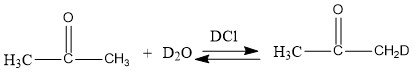 When acetone is treated with acid in deuterated water, D2O, deuterium ...