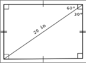 A rectangle has a diagonal 20 inches long that forms angles of 60 ...