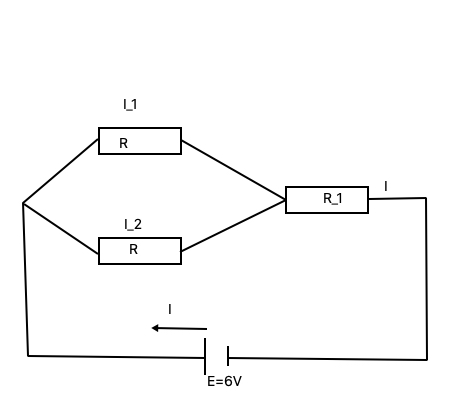 Two identical 2-Omega resistors are connected in parallel to a 1-Omega ...