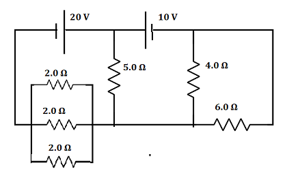 For the circuit shown: (a) What is the current in each branch? (b) What ...