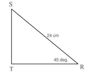 Given triangle RST where m angle T=90 degrees and m angle R=45 degrees ...