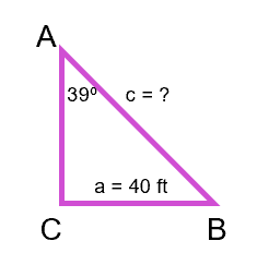 Consider a right triangle ABC with C = 90 degrees. Express the answer ...
