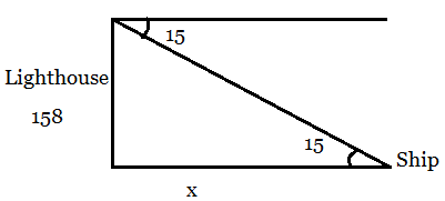 From the top of a 158-ft lighthouse, the angle of depression to a ship ...