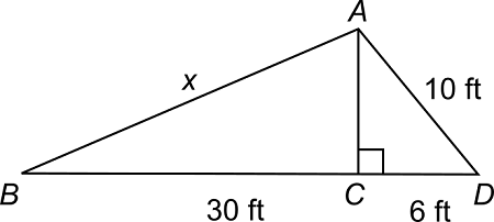 Find the measure of side x in the following triangle. | Homework.Study.com