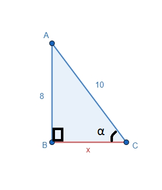 You are given a right triangle, with the length of one leg being 8 and ...