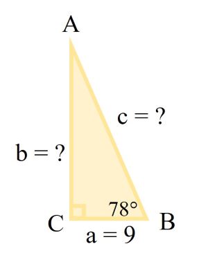 Use the right triangle and the given information to solve the triangle ...