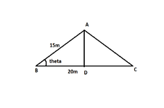 Two sides of a triangle have lengths 15 m and 20 m. The angle between ...