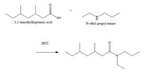 The reaction of 3,5-dimethylheptanoic acid with ethyl propyl amine in ...