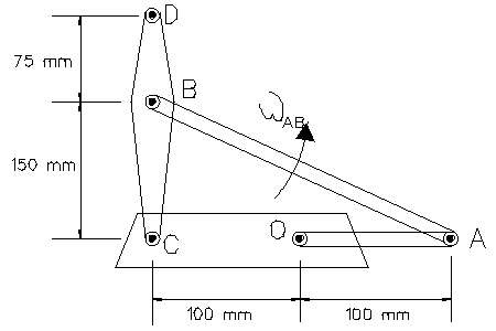 Dimensions or a 4-bar mechanism arc given in the figure as shown. Link ...