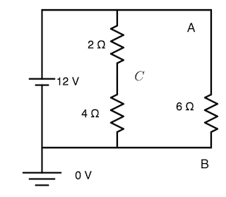 The negative end of the battery is at 0 volts. Assume that the battery ...