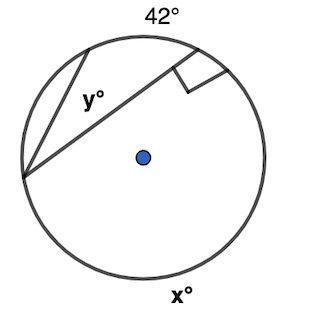 Find the values of x and y. The given angle is 42 degrees. | Homework ...