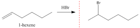 Write equations for the reaction of 1-hexene with the following reagents. A) Br2/CH2Cl2 B) HBr C ...