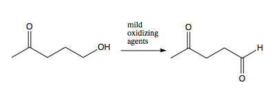 Give possible products when 5-hydroxypent-2-one is oxidized using mild ...